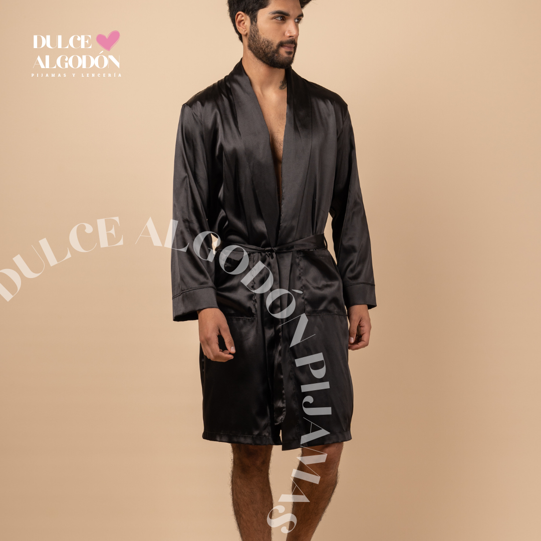 BATA MATEO NEGRO – DULCE ALGODÓN PIJAMAS