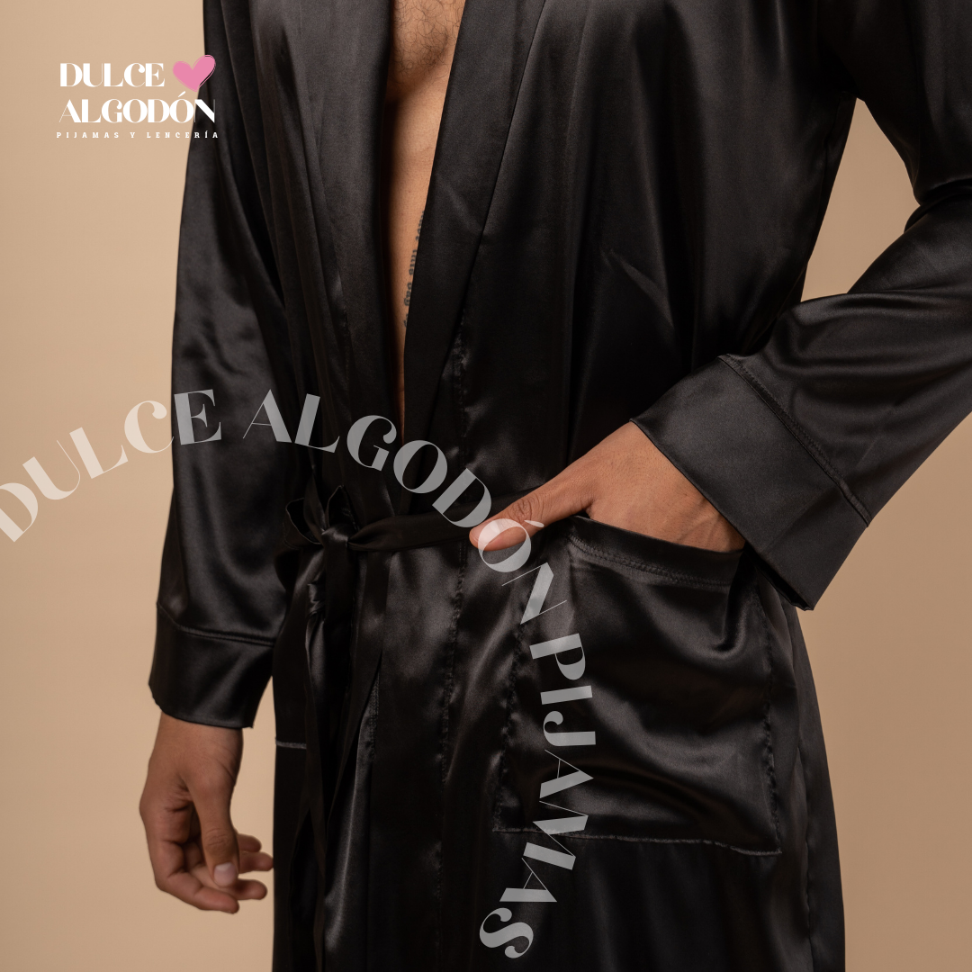 BATA MATEO NEGRO – DULCE ALGODÓN PIJAMAS
